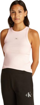 Calvin Klein Damen Tank Top Woven Label Rib Slim Fit, Rosa (Silver Peony), XXL