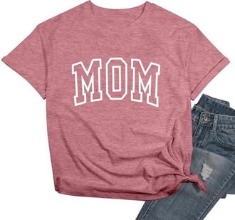 Generic T-shirt d&eacute;contract&eacute; et tendance pour femme - Coupe ample - Lettre d&eacute;t&eacute; - Pour la f&ecirc;te des m&egrave;res - Pour sortir le printemps - T-shirts mignons pour fem