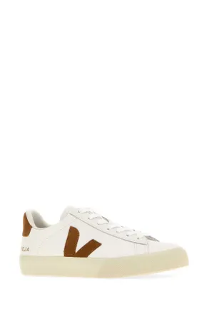Veja Womens White Leather Campo Sneakers Whitecognac