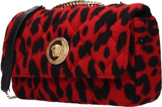 Versace Womens Red Wool Shoulder Bag