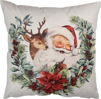 Clayre & Eef Kissenbezug 45x45 cm Wei&szlig; Polyester Weihnachten
