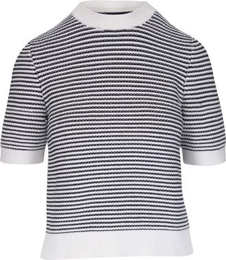 Akris Gestreiftes Stricktop - Weiß
