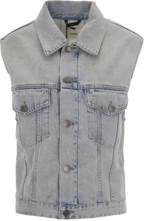 Haikure Femme, Vestes, Bleu, Taille: 38 FR Button-Front Collared Vest