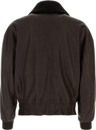 Giorgio Armani Mens Dark Brown Leather Jacket Meteorite Giacche E Gilet
