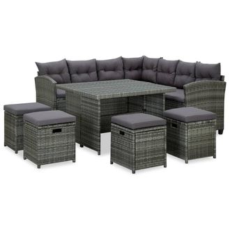 vidaXL Vidaxl - Set Divani Da Giardino 6 Pz Con Cuscini In Polyrattan Grigio