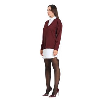 Elisabetta Franchi Bordeaux College Stil Kleid - - Knitwear - Damen - Braun - S