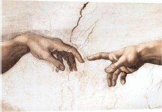 Posterlounge Die Erschaffung Adams (Detail) Acrylglasbild von Michelangelo 100 x 70 cm Beige Wandbilder Wanddeko