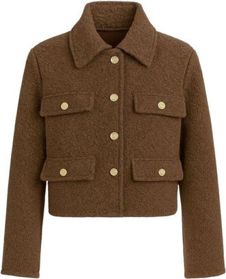 Mississhop Kurzjacke Elegante Übergangsjacke in Teddy-Optik, mit Goldknöpfen M. 414