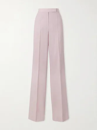 Max Mara Pantalon Droit En Laine, Mohair Et Soie M&eacute;lang&eacute;s &Agrave; Plis - Rose