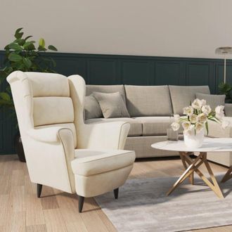 vidaXL Fauteuil en velours avec dossier de style r&eacute;tro haut couleurs simples couleurs diff&eacute;rentes couleurs Couleur : Blanc