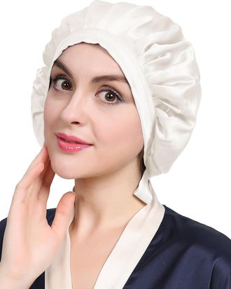 LilySilk 100% Maulbeerseide Schlafmütze rutschfest verstellbar und atmungsaktiver Kopfbedeckung Seidenhaube zum Schlafen Nachtmütze mit elastischem Band für al