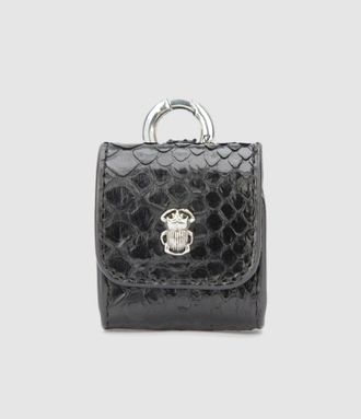 CLARIS VIROT &Eacute;tui AirPods Jamie Python Noir Argent