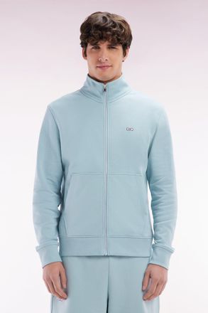 Eden Park Sweatshirt Zipp&eacute; En Coton Vert Deau Coupe Droite