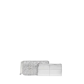 DKNY Silberne schimmernde Schultertasche mit abnehmbarer Tasche - - Bags - Damen - Grau - ONE SIZE