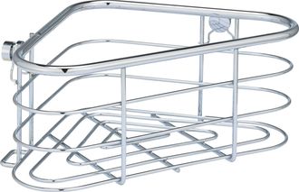 WENKO Eckablage Trestina, Ablage aus verchromtem Edelstahl mit tiefem Körbchen für sicheren Stand von Pflegeprodukten, ideal und platzsparend in Bad und Dus