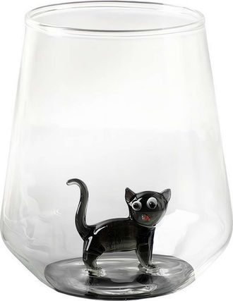 Generic Handgefertigte s&uuml;&szlig;e Katzen-Glastasse - 3D-Katzenfigur, Weinglas ohne Stiel f&uuml;r Katzenliebhaber, Katzenfigur, Glasbecher mit mundgeblasenen Figuren im 