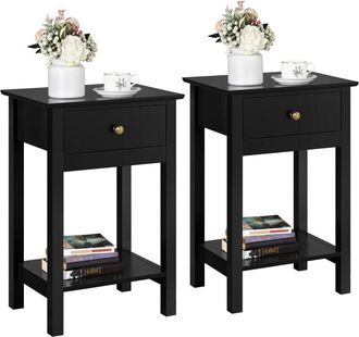 Yaheetech Table dAppoint en Bois Bout de Canap&eacute; Blanc Table de Chevet avec 1 tiroir et 1 &eacute;tag&egrave;re de Rangement 40x30x60 cm pour Entr&eacute;e Chambre Salon - Yaheetech