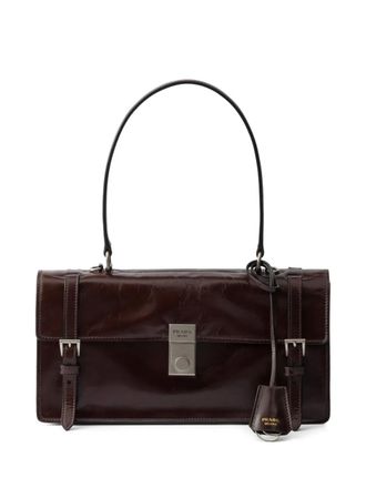 Prada sac cabas médium en cuir - Marron