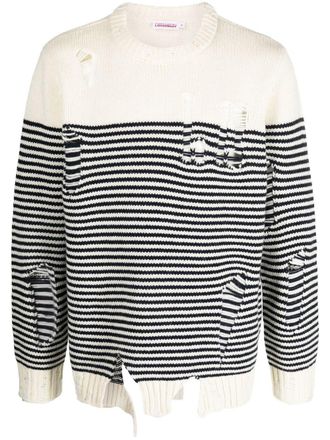 Charles Jeffrey Loverboy Gestreifter Pullover - Wei&szlig;