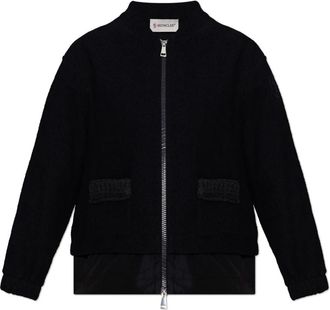 Moncler Femme, Pulls, Noir, Taille: 40 FR Cardigan avec mati&egrave;res combin&eacute;es