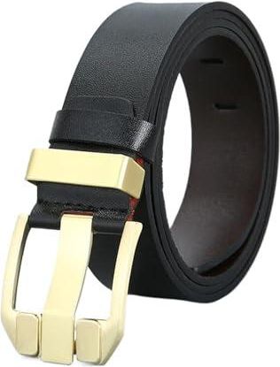 Generico Ceinture en cuir v&eacute;ritable pour hommes Ceinture de marque de mode r&eacute;tro d&eacute;contract&eacute;e pour la d&eacute;coration de jeans pour hommes, Noir, 120