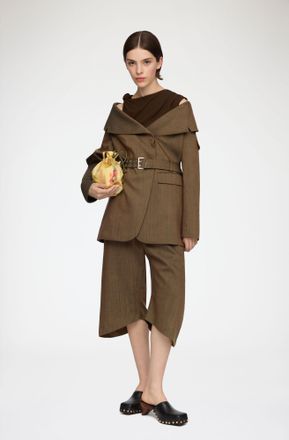 Ganni Blazer en laine m&eacute;lang&eacute;e brun Canteen recycl&eacute; - Taille 44 - Pour Femme