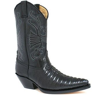 Grinders MENS GRINDERS CAROLINA BLACK LEATHER WESTERN TALL COWBOY BOOTS-UK 10 (EU 44)