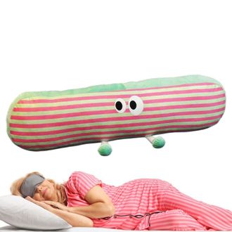 Generico Long Body Pillow - Dekorative Zylinderbolster Cushion, Comfortable Snuggle Pillow, Striped Fabric Design, Ergonomic Lumbar Support, Lightweight Bed Ac