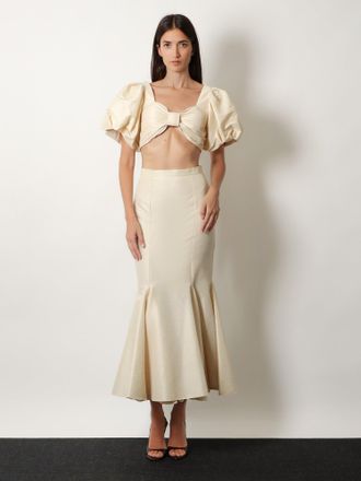 Actualee Womens Skirt Shantung Beige Polyester