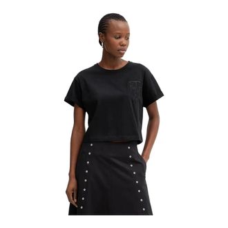 Twinset Femme, Tops, Noir, Taille: 38 FR T-shirt oversize brod&eacute;