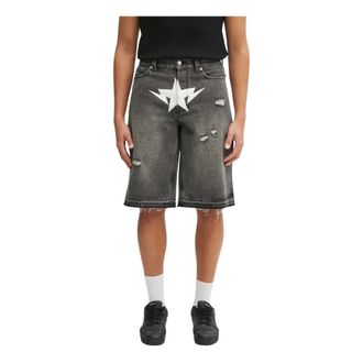 A Bathing Ape A Bathing APE - Destroyed Sta Denim Shorts - Homme - Shorts - Gris - Taille: XL