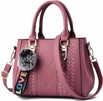 Generic Sac à main en cuir avec broderie pour femme, rose foncé, Taille unique
