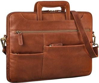 STILORD Farleigh Pochette Ordinateur 15.6 Pouces Cuir Porte-Documents Étroite Sac de Travail Homme Housse Pc Portable en Cuir Veritable, Couleur:maraska - mar