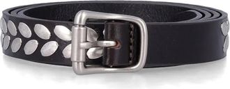 Christophe Lemaire G&uuml;rtel - Dark Brown Almond Studs Leather Belt - Gr. 100 - in Schwarz - f&uuml;r Damen