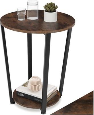 TecTake TecTake Bout de canap&eacute; &Oslash; 50 x 62,5 cm, Table dappoint Salon Ronde, Meuble Salon, Bureau, Chambre, Style Industriel, Table de Chevet, Petit Meuble de R