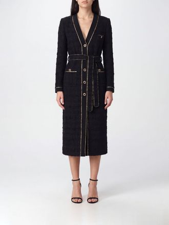 Alessandra Rich Langer Tweed-Bademantelmantel mit Taillen-Bindeg&uuml;rtel