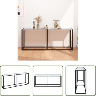 vidaXL Table dappoint - Table console Marbre blanc 180x35x75,5 cm Verre tremp&eacute;