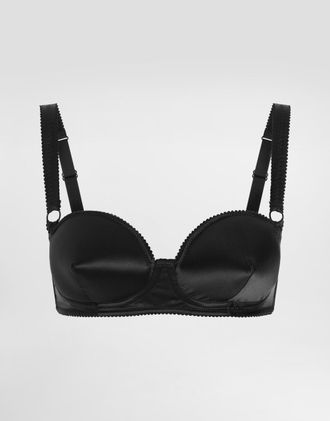 Dolce & Gabbana Balconette-bh Aus Satin Mit Kegelförmigen Körbchen - Frau Unterwäsche Schwarz 2b