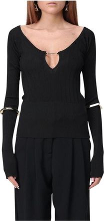 Jacquemus Femme, Pulls, Noir, Taille: 34 FR Haut Tricot Blanc à Découpe Goutte dEau