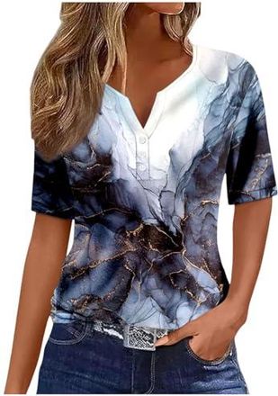 Generic T-shirt d&eacute;t&eacute; &agrave; manches courtes pour femme, t-shirt basique, haut &agrave; manches courtes, haut d&eacute;t&eacute;, haut tendance, t-shirt d&eacute;t&eacute;, t-shirt basique, haut d&eacute;co