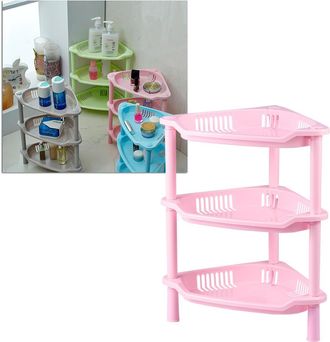 DOITOOL Lagiges Eckregal Kunststoff Aufbewahrungskorb Badezimmerregal Platzsparend Frei Kombinierbar Umweltfreundlich Leicht zu Reinigen für Küche Haushalt Ba