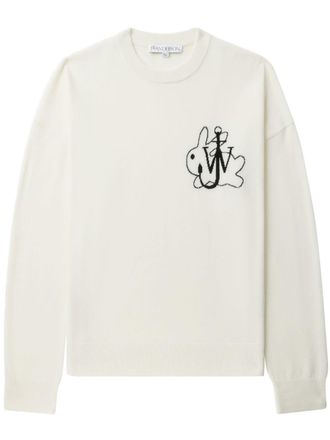 J.W.Anderson Intarsien-Pullover mit Logo - Weiß
