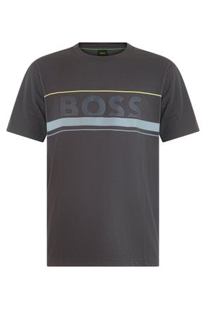 HUGO BOSS Logo Stripe Cotton T-Shirt - Gray