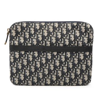 Dior Blue Oblique Canvas Clutch