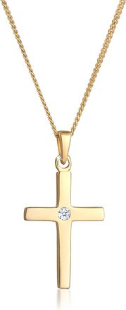 DIAMORE Elli DIAMONDS Halskette Damen Kreuz Anhänger Schlicht mit Diamant (0.02 ct.) in 585 Gelbgold