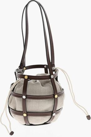 Staud Leather ELLIE Bag with Cut Out and Golden Effect Details size Unica