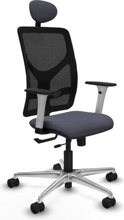 Piqueras y Crespo Atmungsaktiver Stuhl, mit wei&szlig;en und schwarzen Armlehnen, h&ouml;henverstellbarer Lendenwirbelst&uuml;tze und festem Kopfteil, ausgestattet mit Syncro/Traslack.