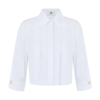 Elisabetta Franchi Baumwollhemd mit Falten - - Blouses & Shirts - Damen - Wei&szlig; - XS