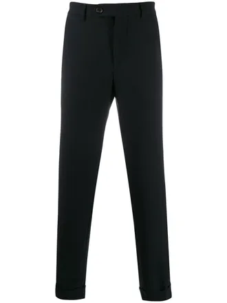 Brunello Cucinelli pantalon fusel&eacute; &agrave; ourlet &agrave; revers - Bleu
