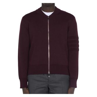 Thom Browne Bombers zipp&eacute; en laine m&eacute;rinos bordeaux - Homme - Vestes - Rouge - Taille: XL